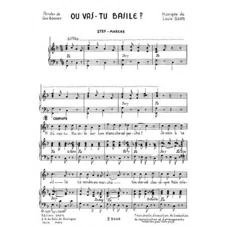 Partition OU VAS-TU BASILE - Planète Partitions