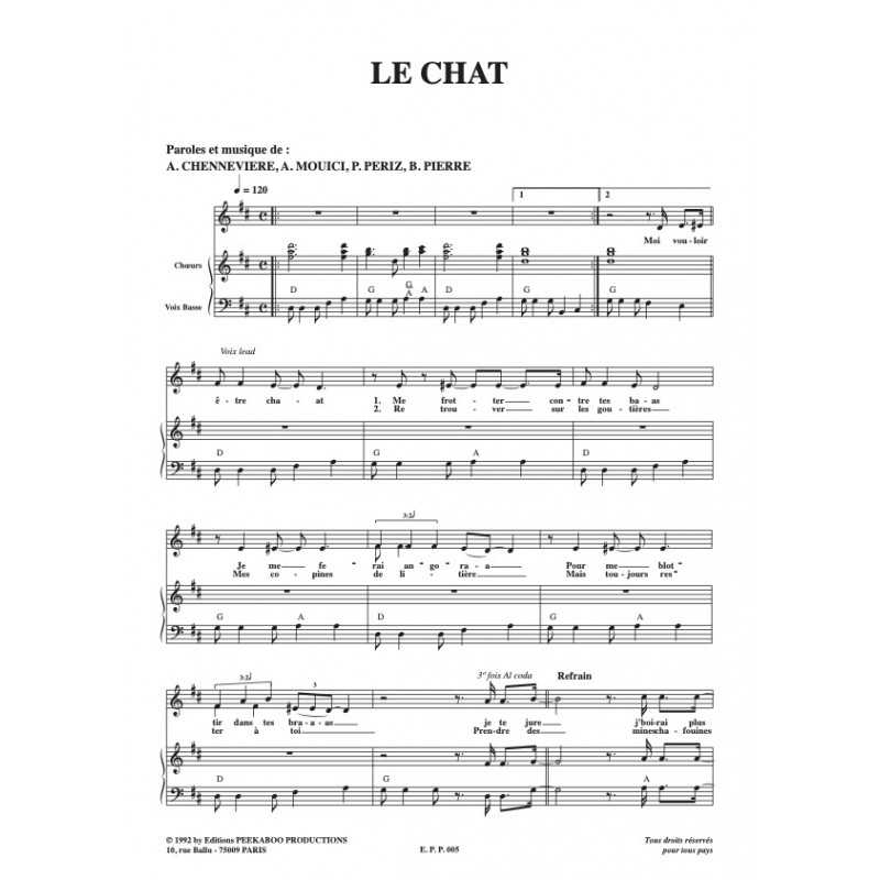 Partition LE CHAT - Planète Partitions