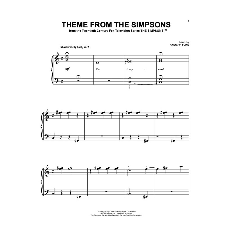 Sheet music THEME FROM THE SIMPSONS - Planète Partitions