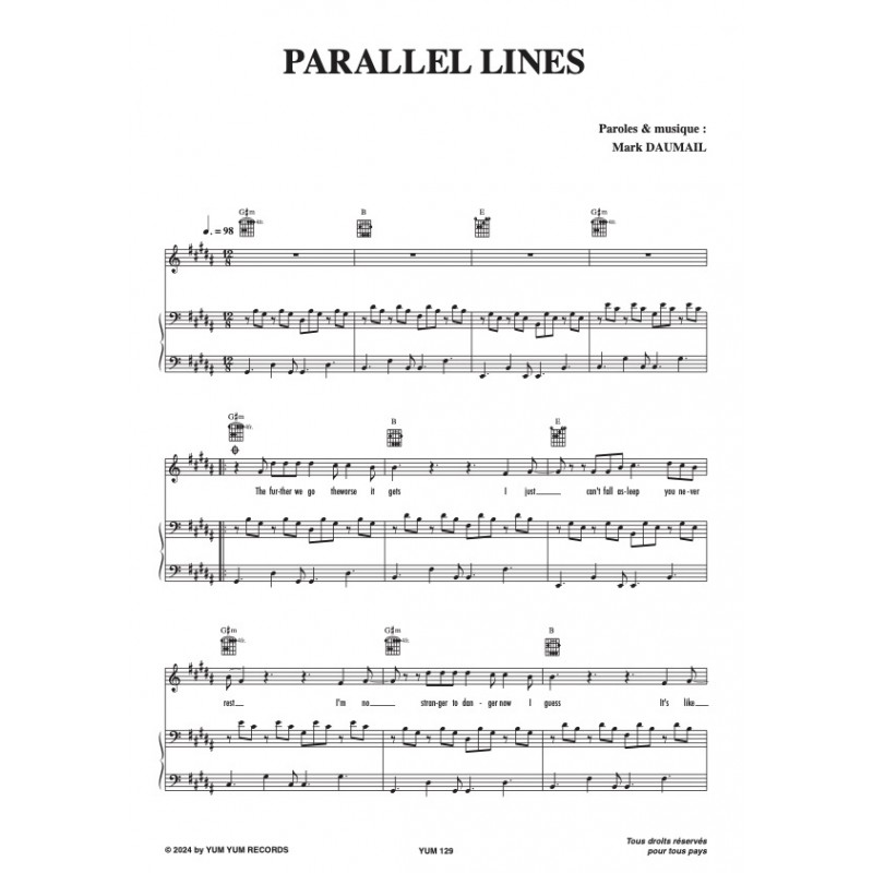 Partition PARALLEL LINES COCOON - Planète Partitions